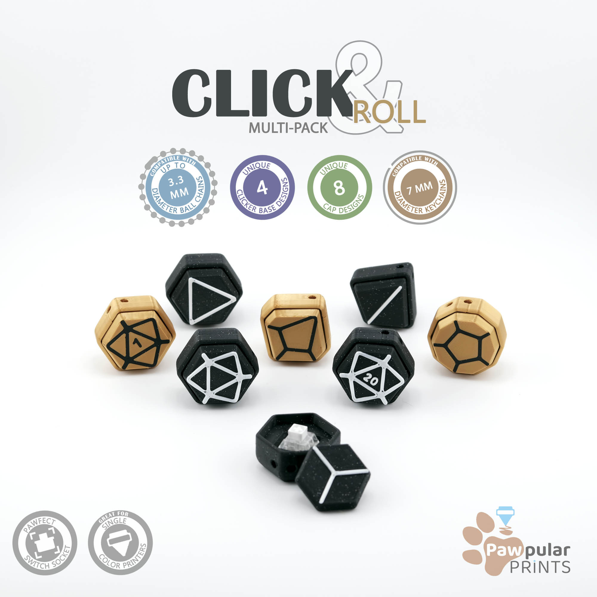 Click & Roll Multi-Pack 🎲🎲🎲 - Pawpular Prints Model Directory